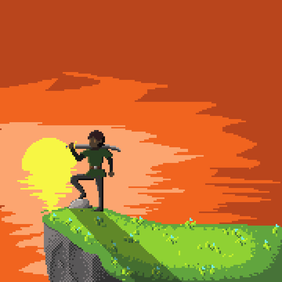 ArtStation - Sunset Over The Water With A Dope Person With a Sword In a ...