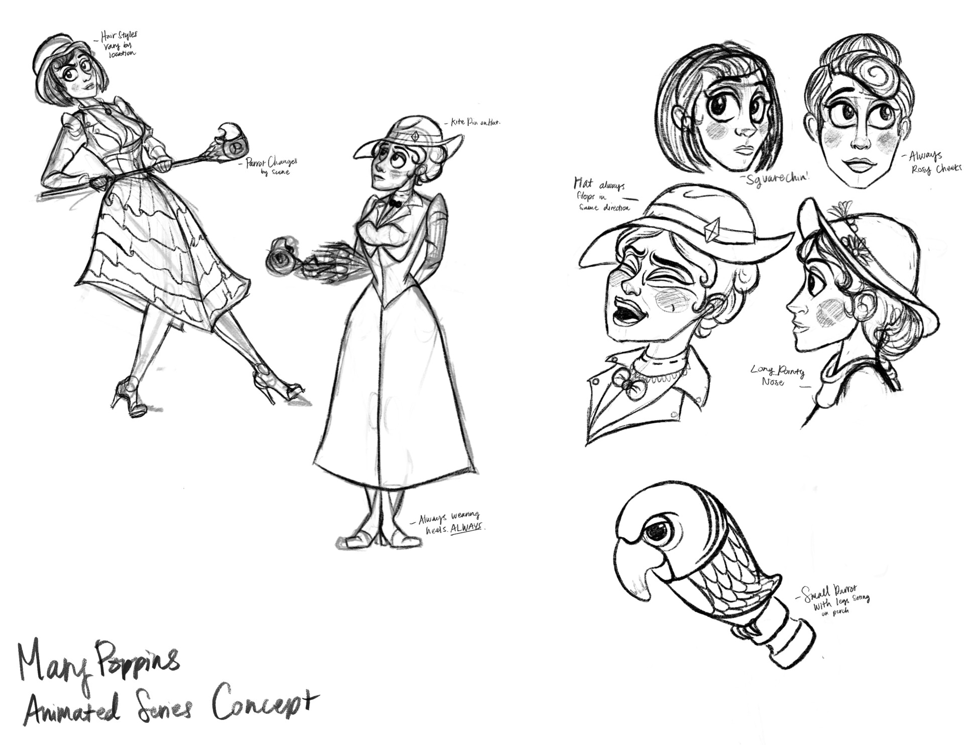 ArtStation - Mary Poppins Character Concept Drawings