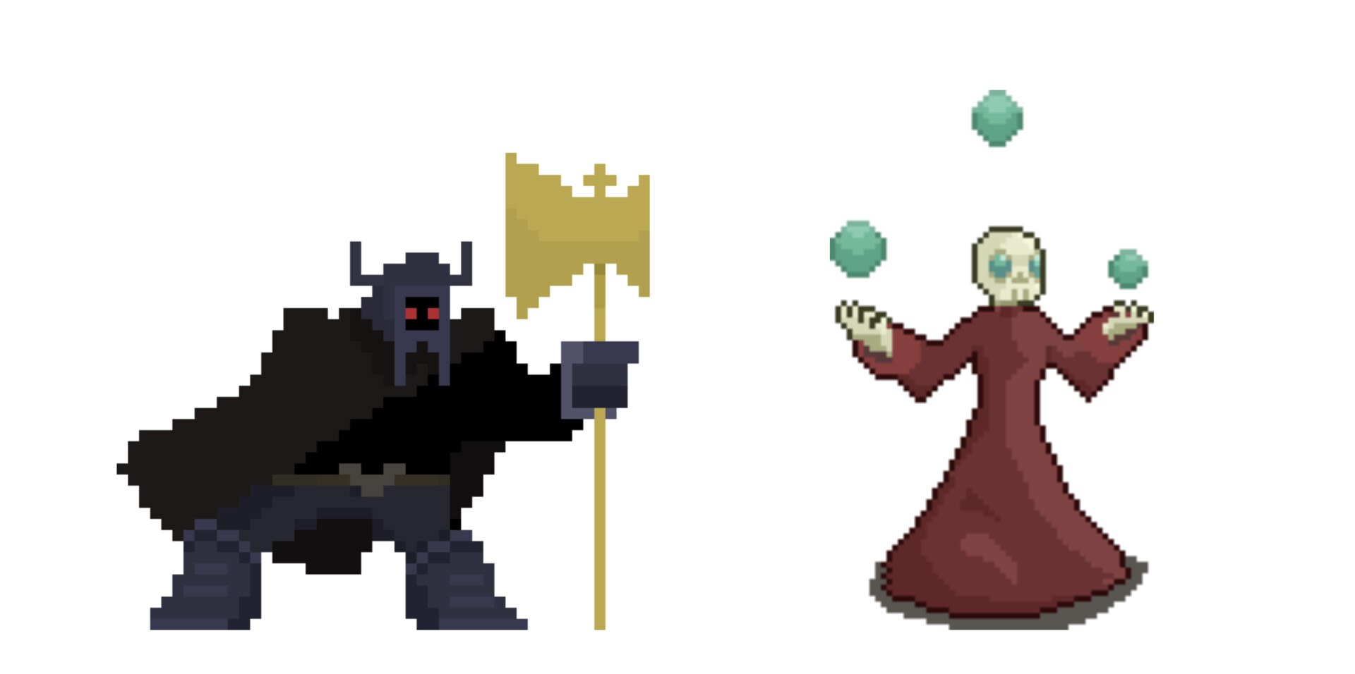 ArtStation - Enemies - Cursed Druid, Skeleton Sorcerer - Pixel Art