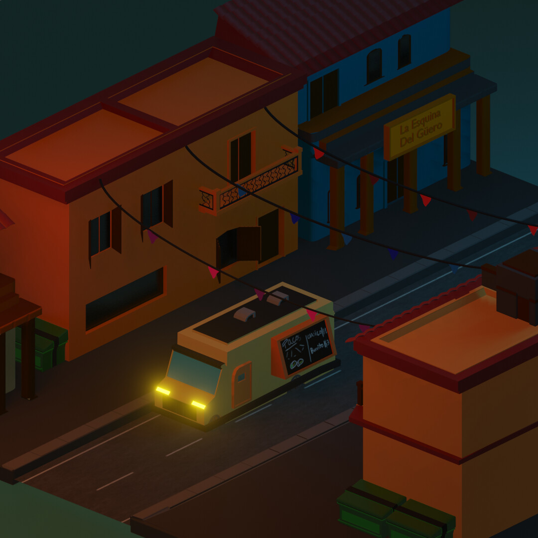 ArtStation - Low Poly Taco Truck Scene