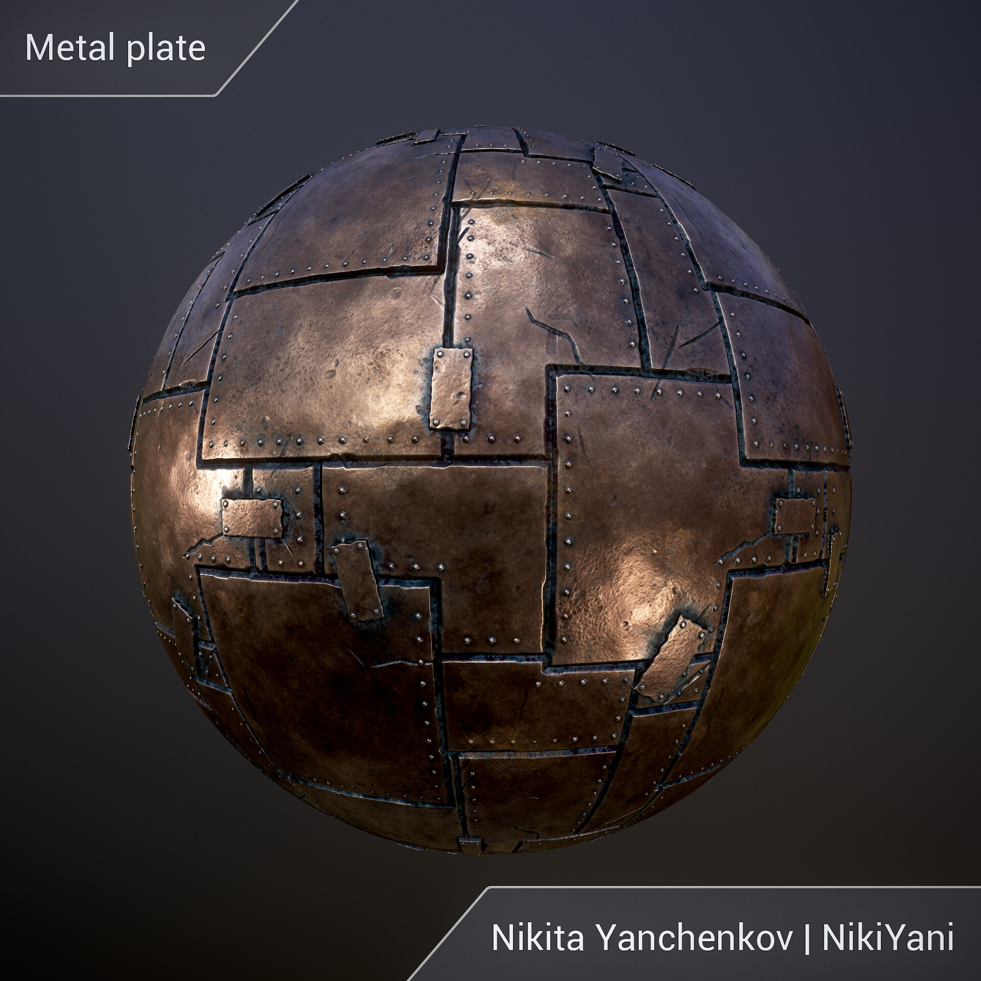 ArtStation - Metal plate | Challenge "Substance Designer Study" (29/30).