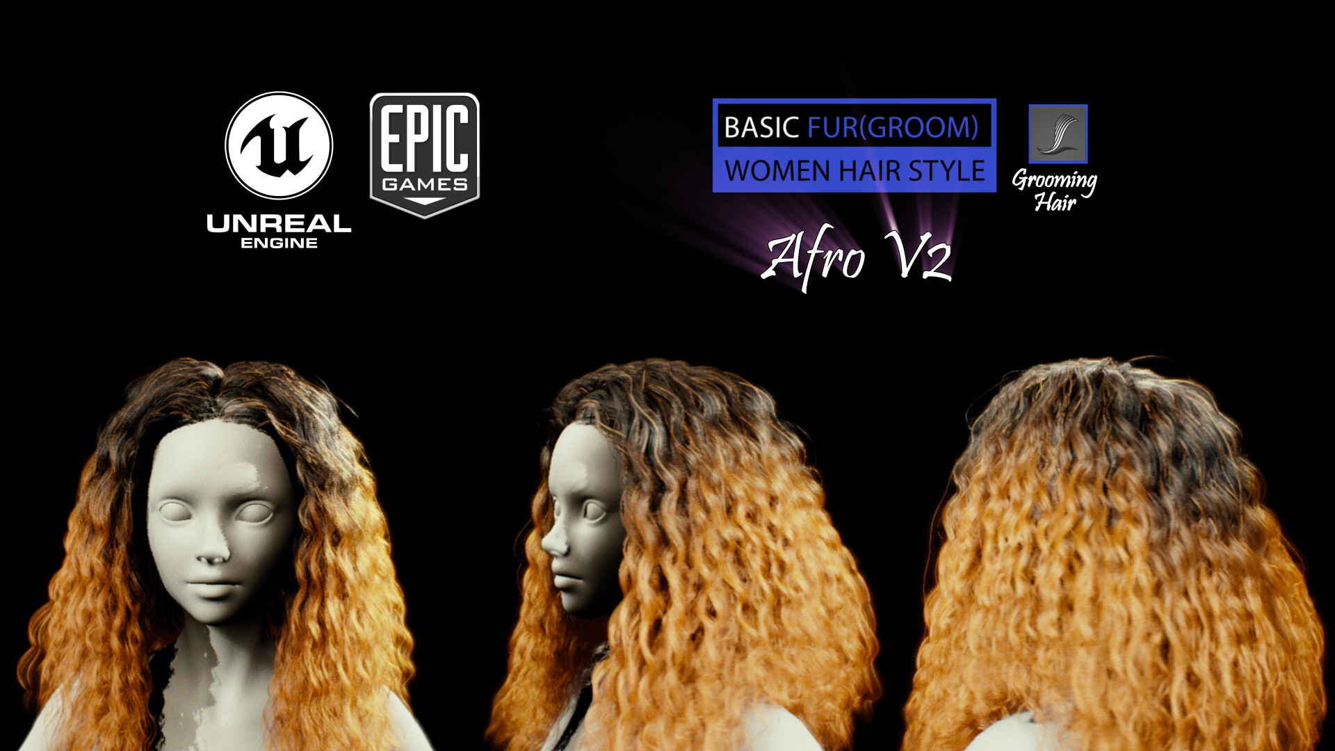 ArtStation - Afro V2 Grooming Real-Time Hairstyle Unreal Engine 4