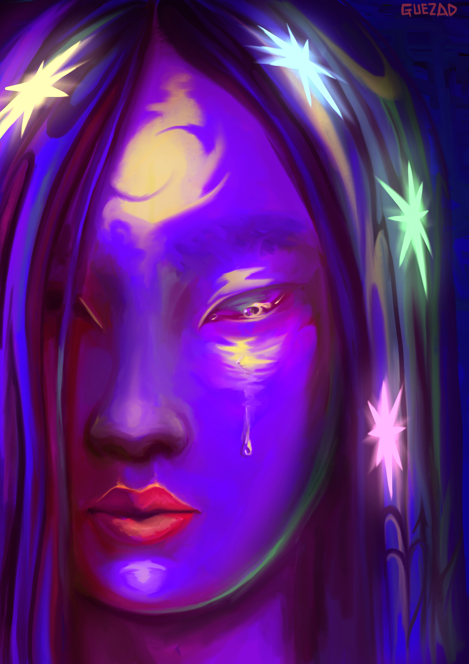 ArtStation - Crying galaxy girl concept.