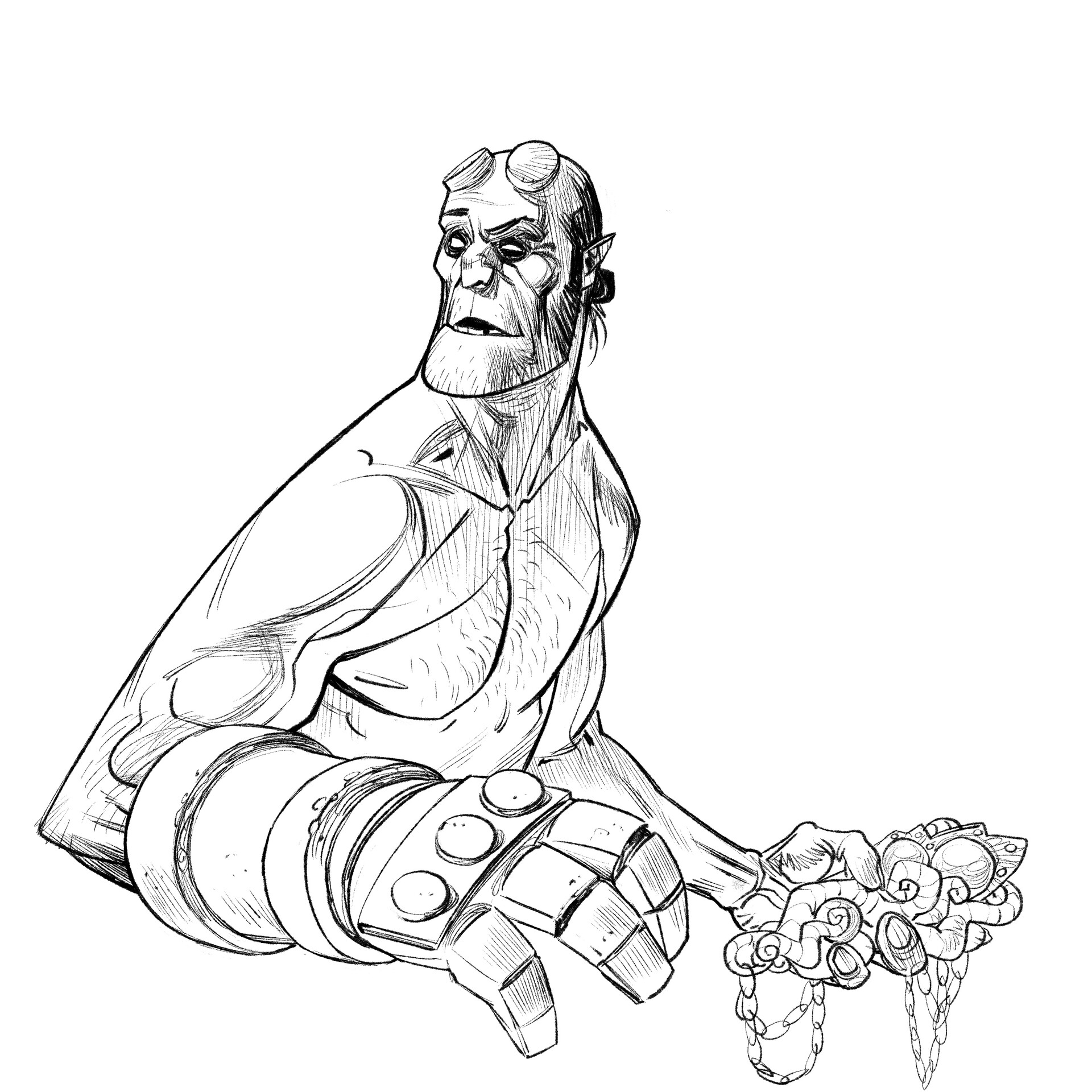 ArtStation - Hellboy sketch