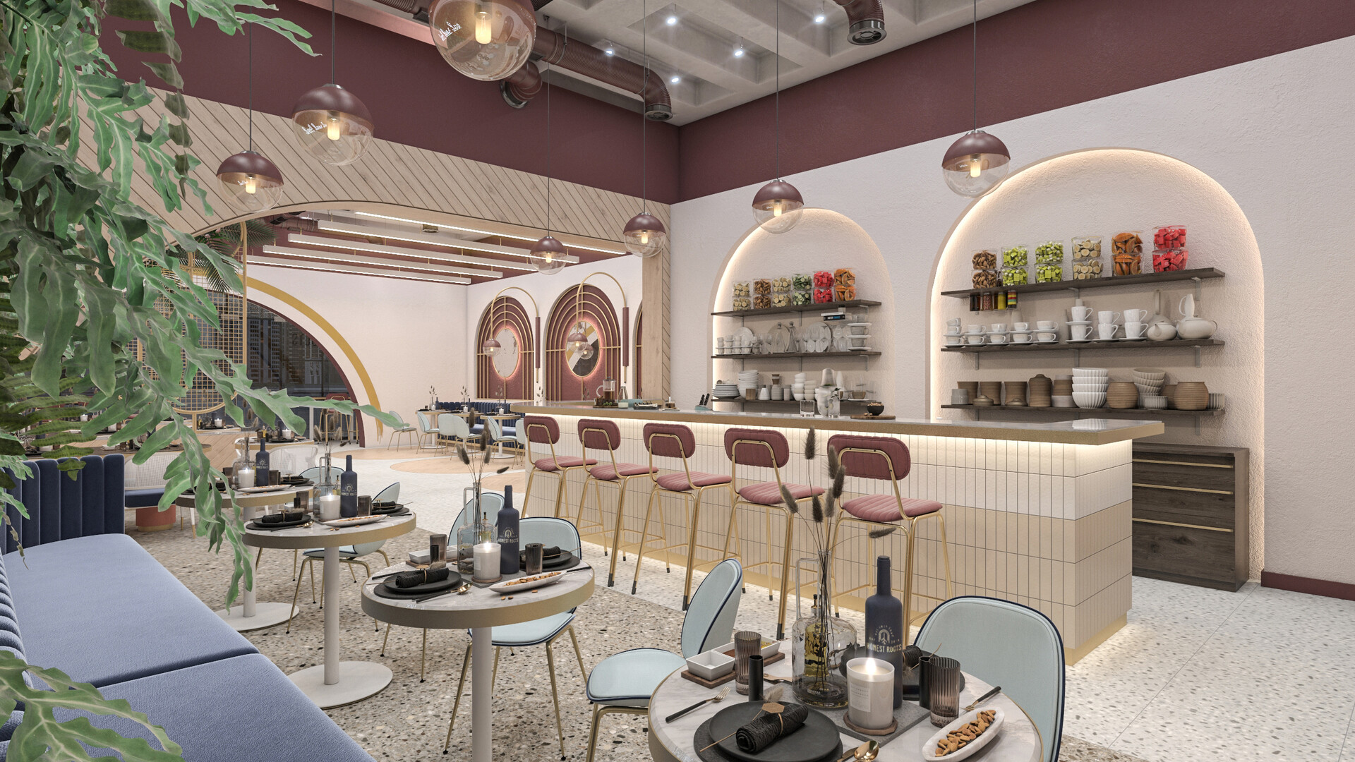 ArtStation - Cafe interior design / 3d modeling / rendering.