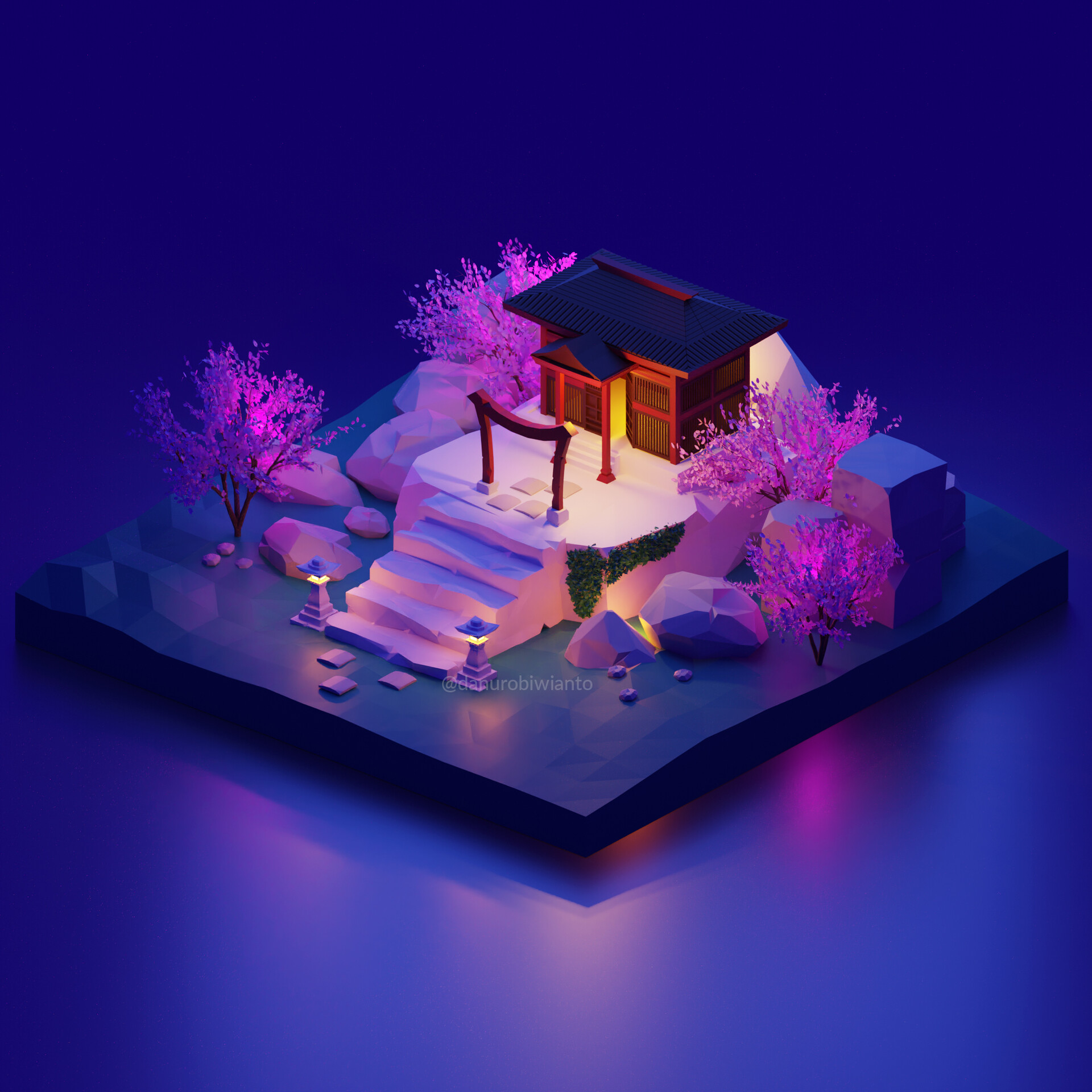ArtStation - Japanese Shrine 3D Isometric