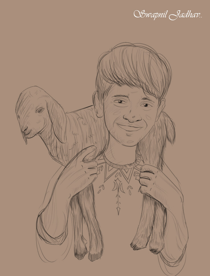 ArtStation - portrait, Village Boy , sketch, portrait