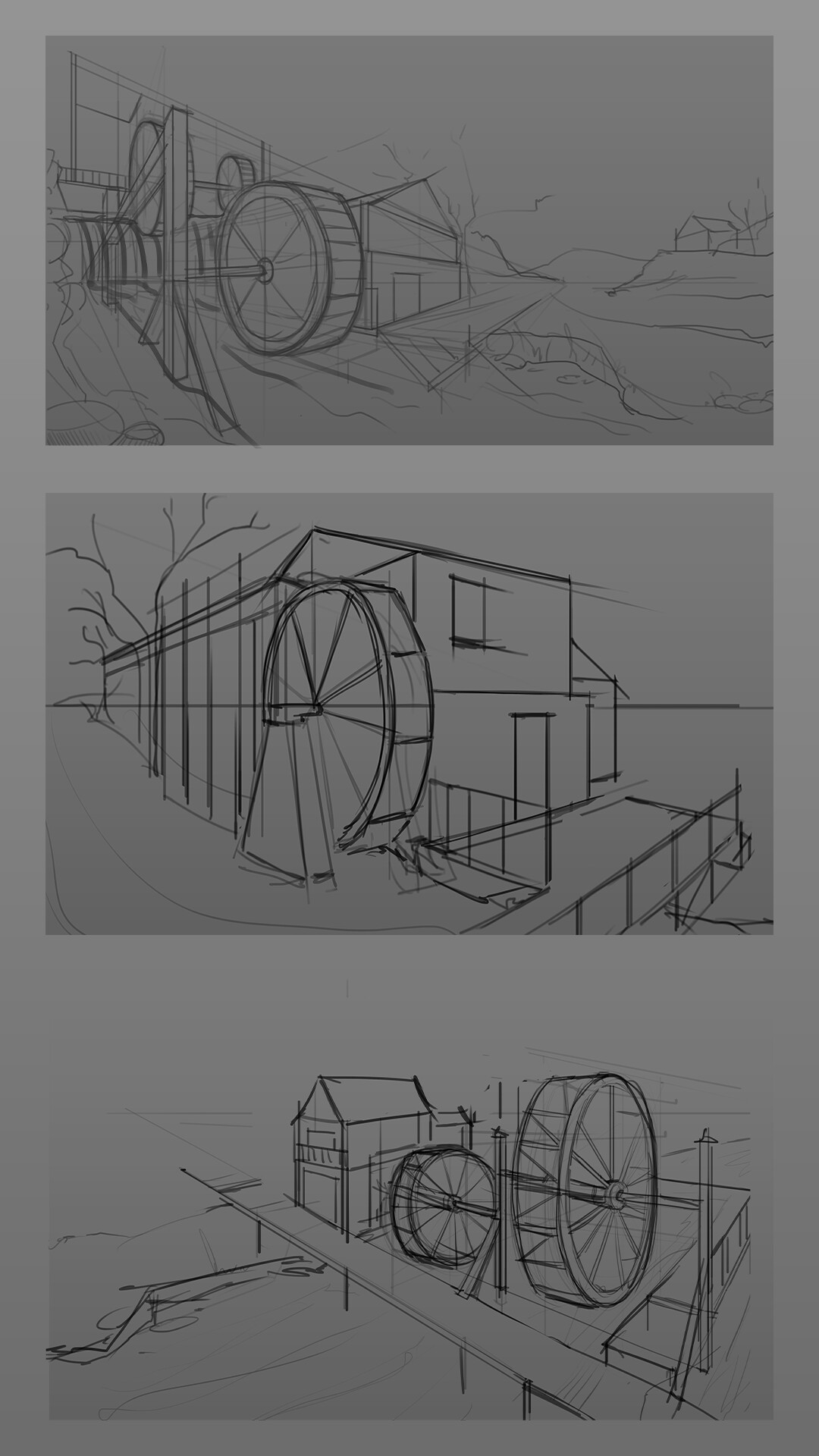 how to draw water wheel