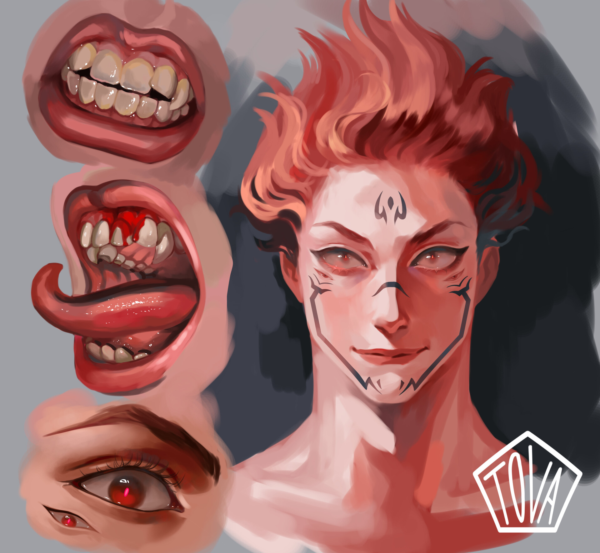 ArtStation - Sukuna and teeth sketches
