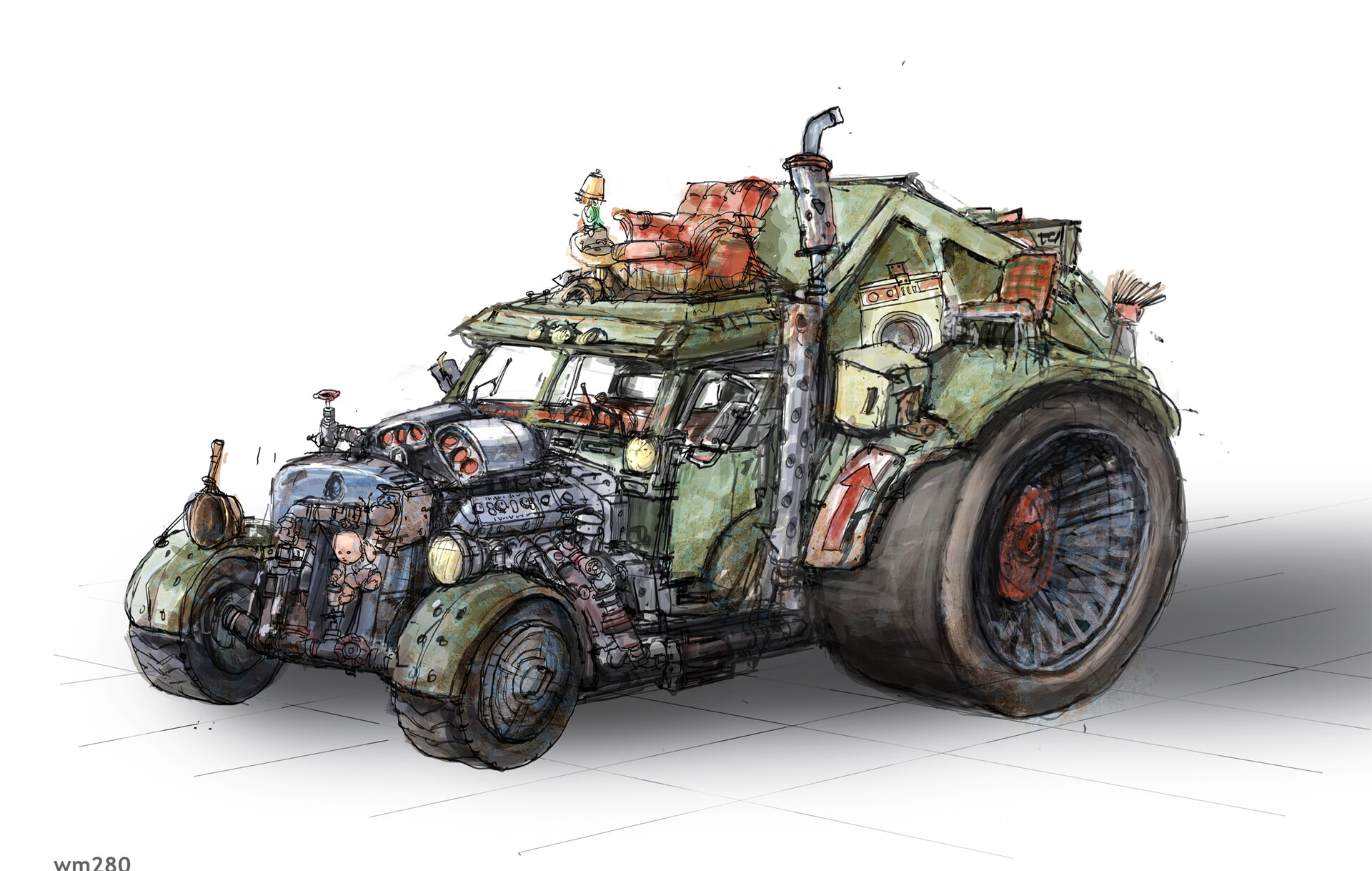ArtStation - GARBAGE HOT ROD / VEHICLE SKETCHES