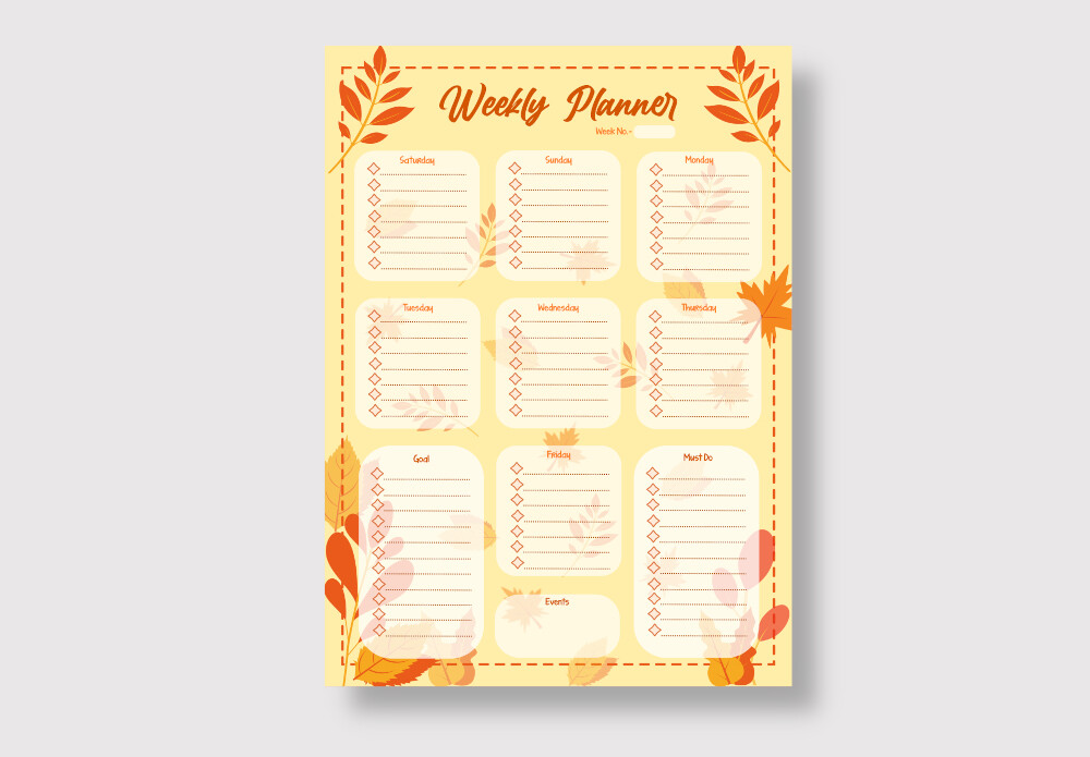 ArtStation - Autumn Theme illustrated weekly planner design