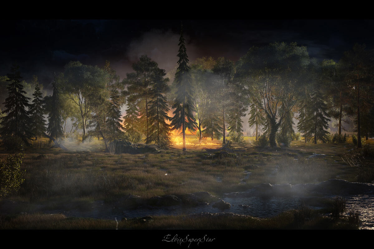 ArtStation - Forest on fire