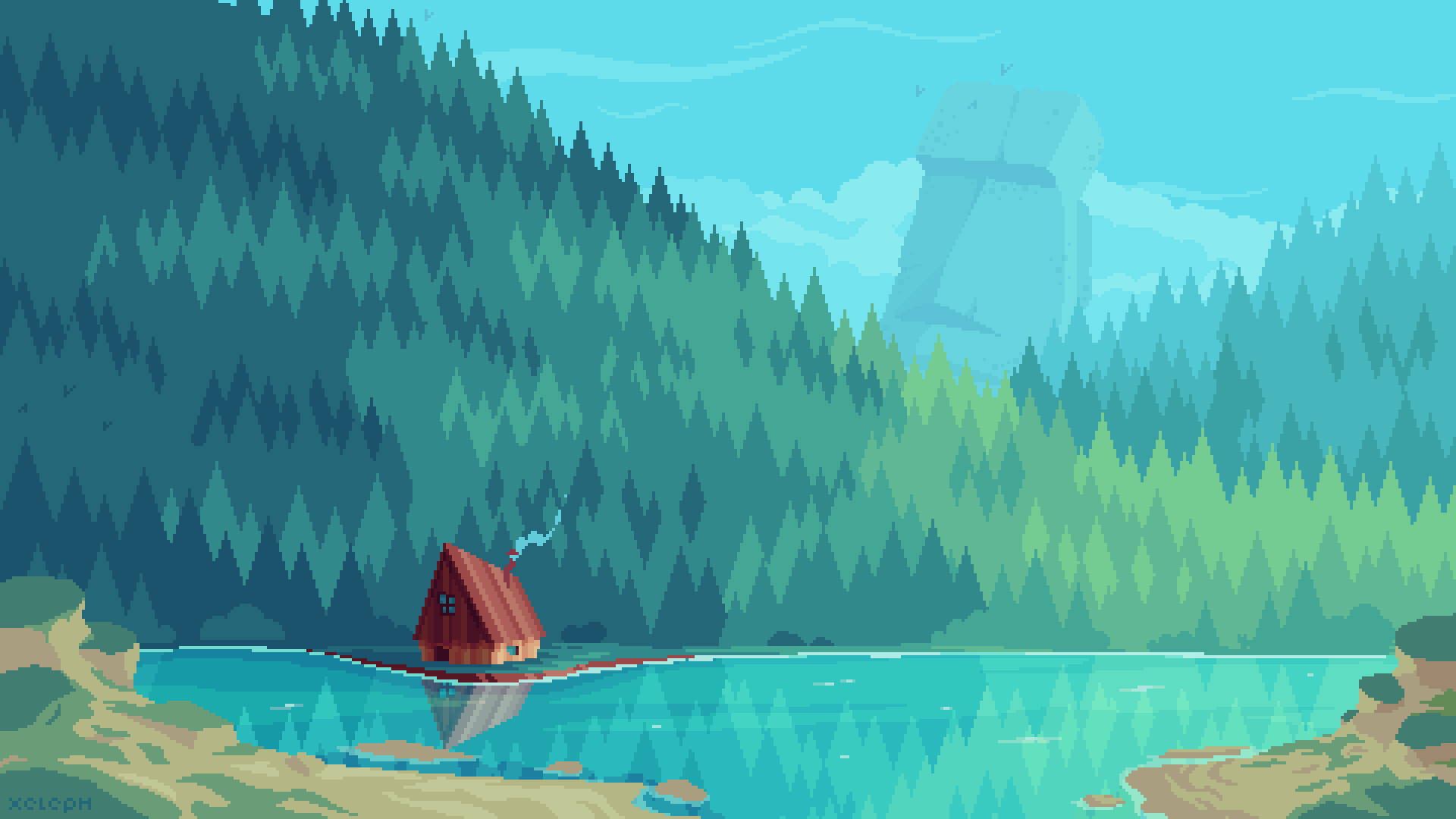 ArtStation - Landscape from those 3 emojis : ⛰️🛖🗿