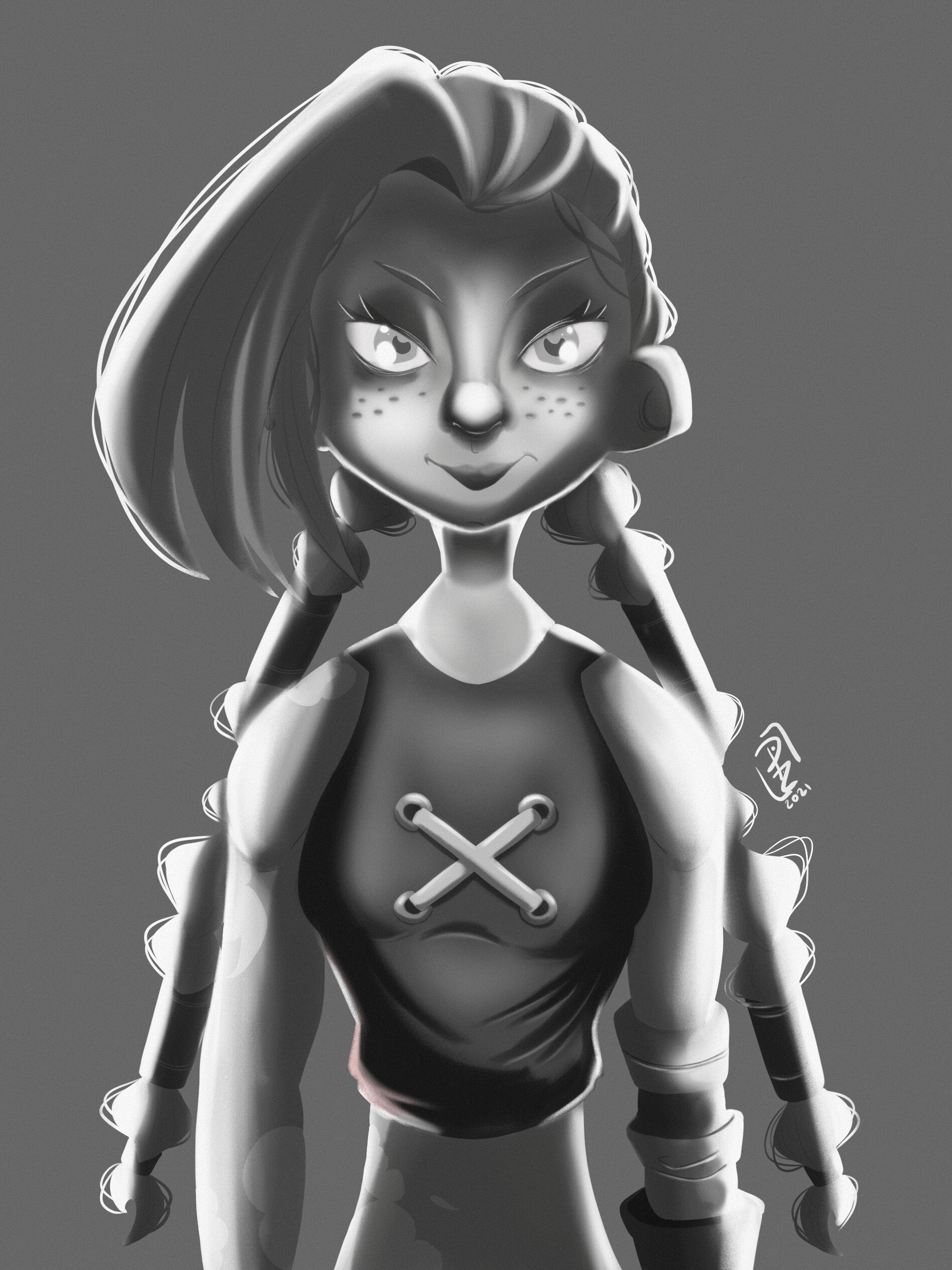 ArtStation - Jinx Arcane Greyscale