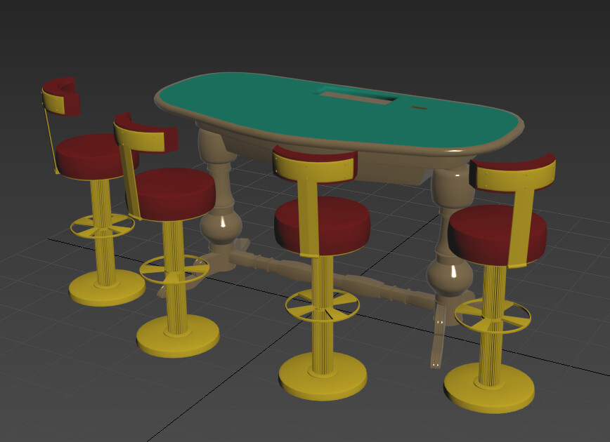 ArtStation - 1920's/30's Blackjack table and stools