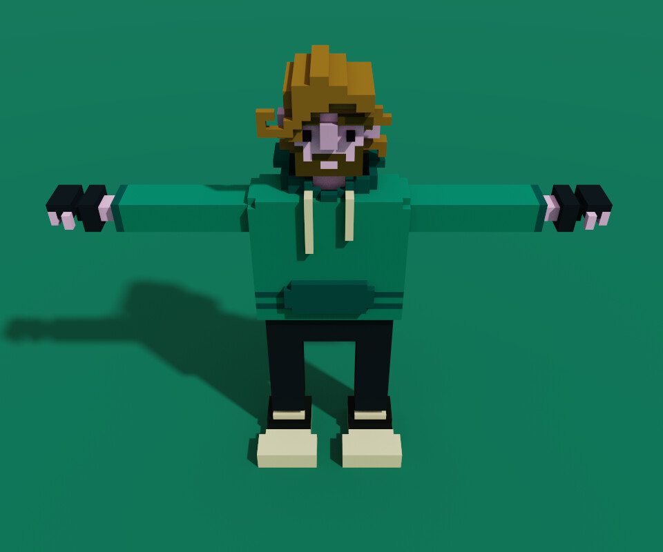 ArtStation - Voxel 3D Pixel Art - Character (Lone man)