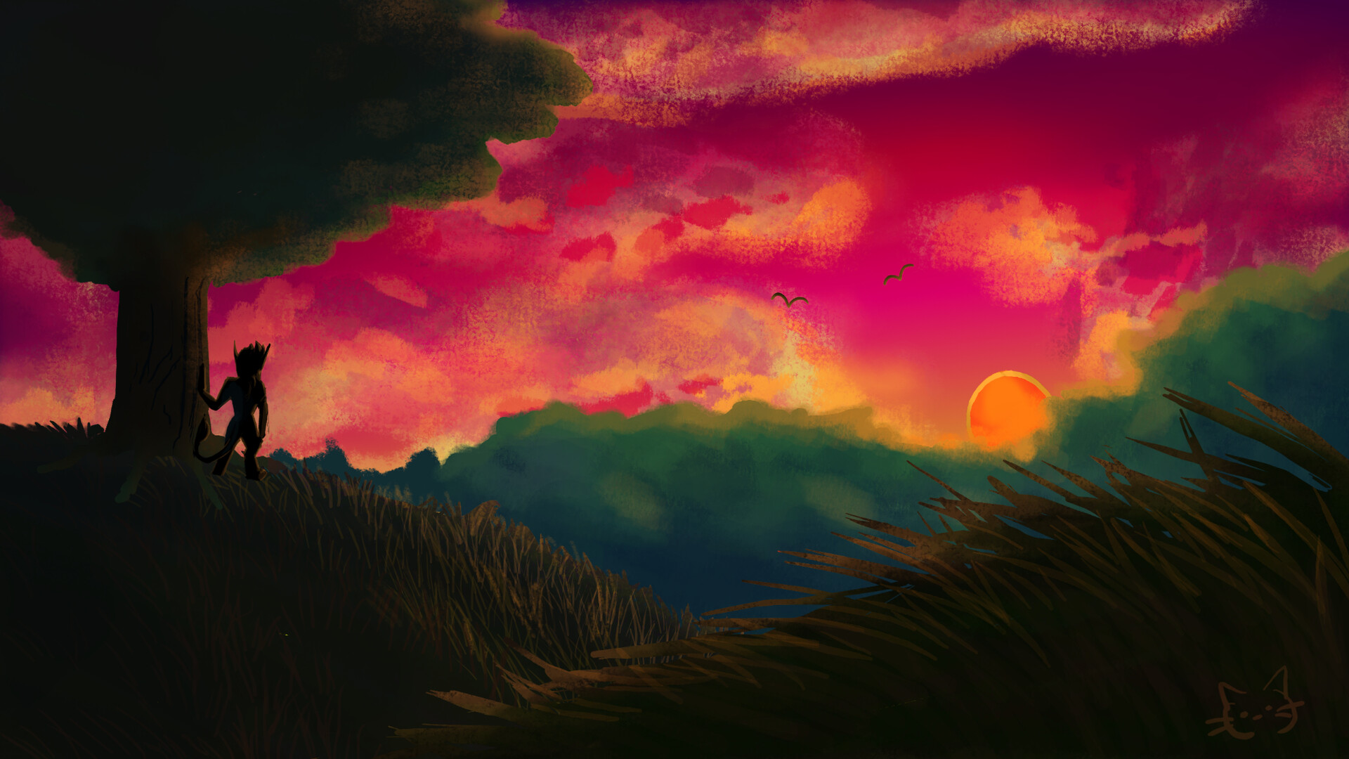 Horizon Sunset Drawing