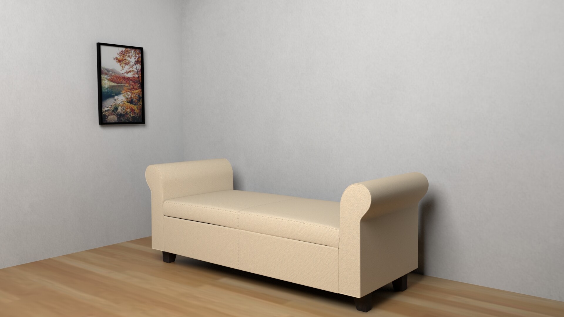 ArtStation - Priemium Wood Finish Fabric Storage Bench 3d Model