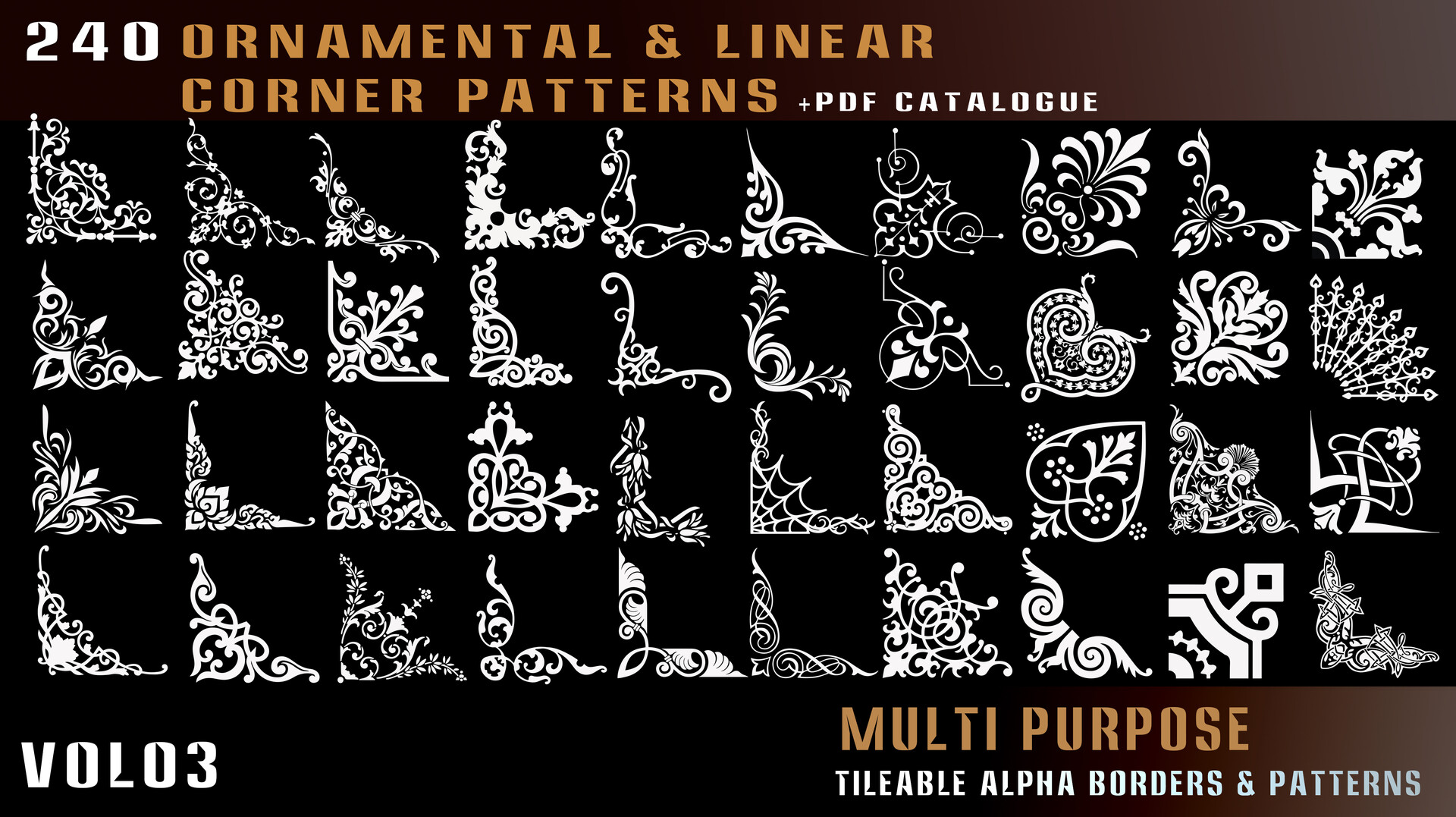 Mona Ghafourian - 240 ornamental & linear corner patterns alpha-Vol 03