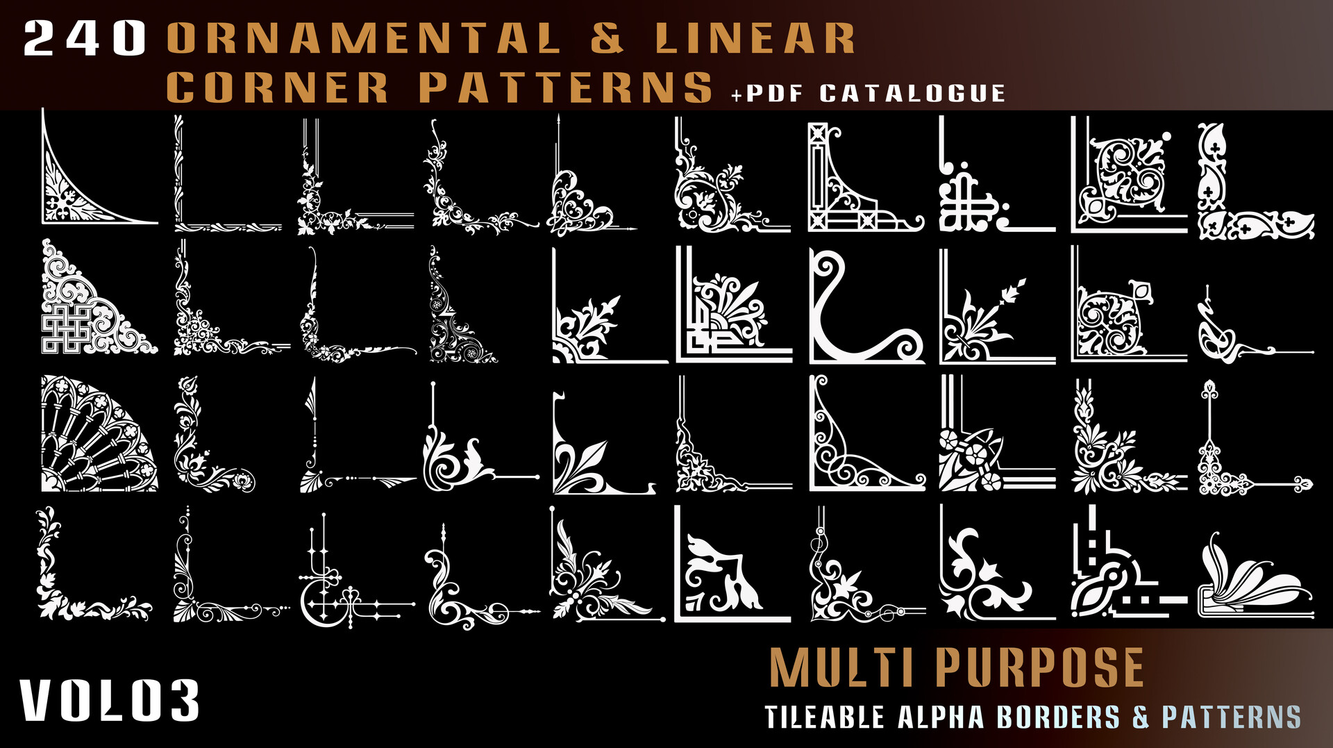 Mona Ghafourian - 240 ornamental & linear corner patterns alpha-Vol 03