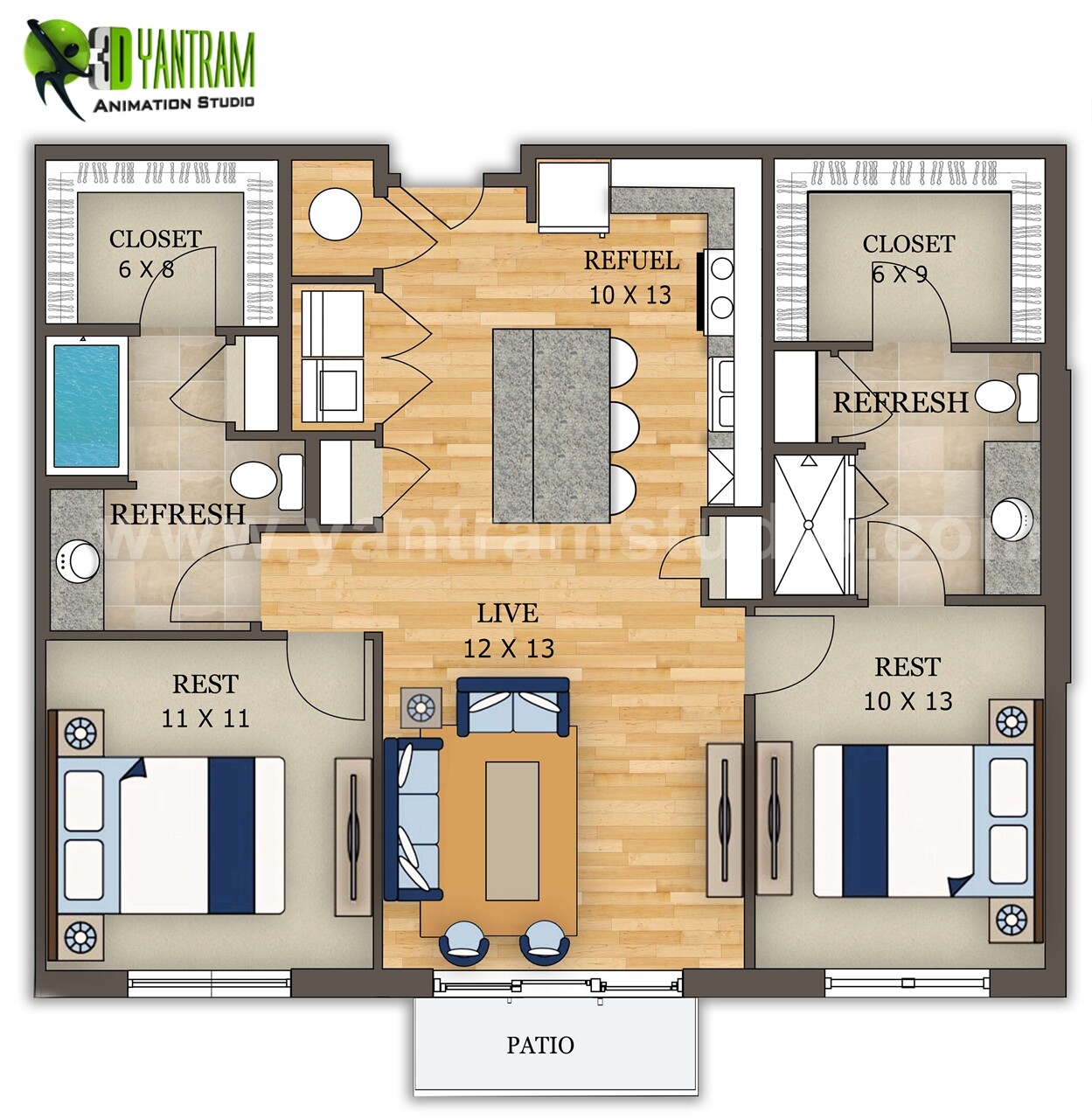 ArtStation - Modern 2D Textured Floor Plan By architectural design ...