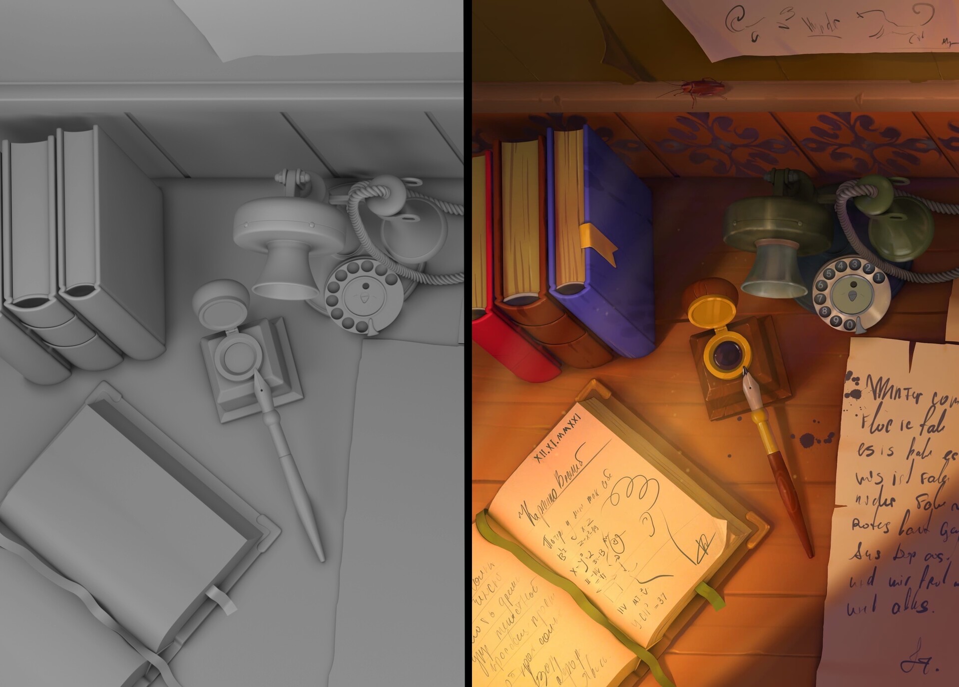 ArtStation - Outline and paint 3D render