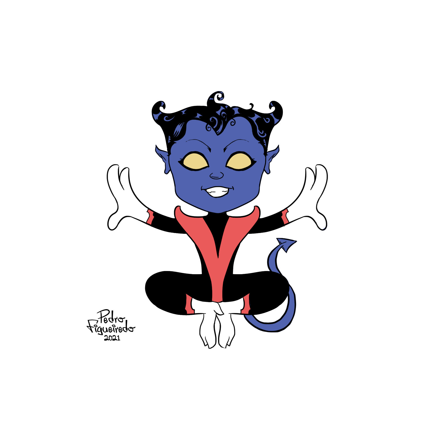 how to draw chibi nightcrawler