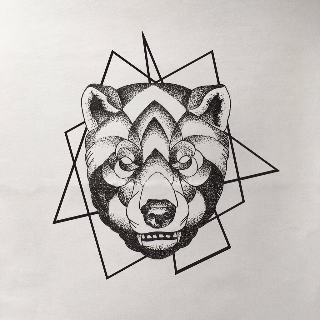 how to draw geometric bear