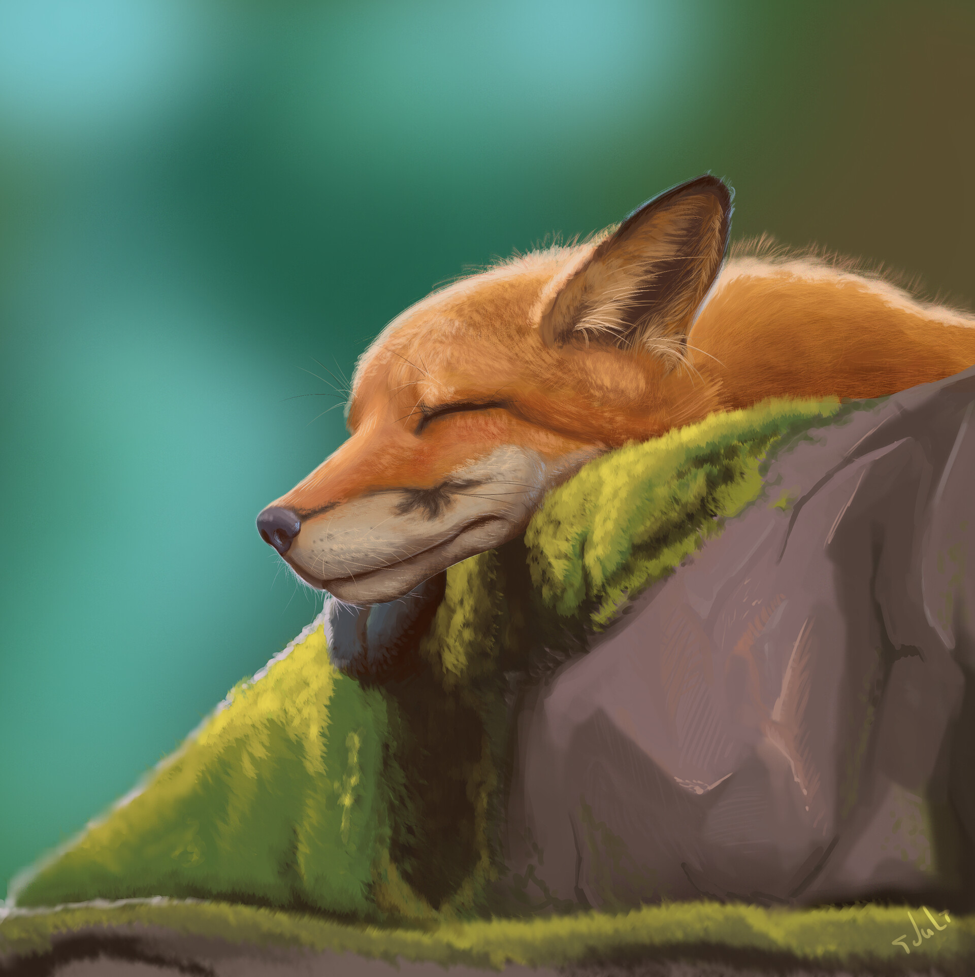 ArtStation - Sleeping fox