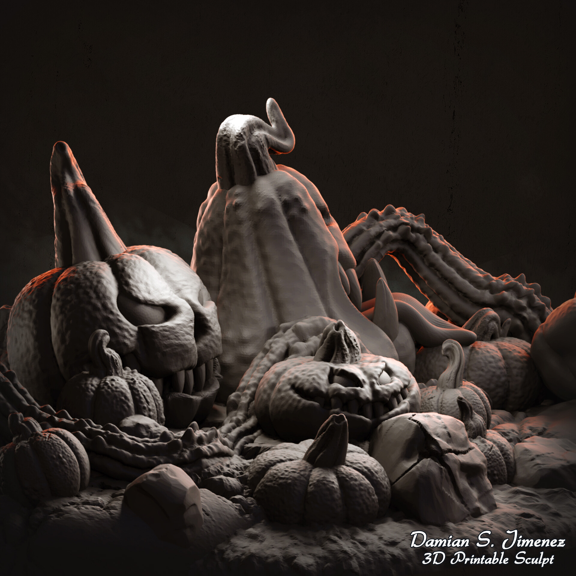 ArtStation - Demon Pumpkins Scenery for board games