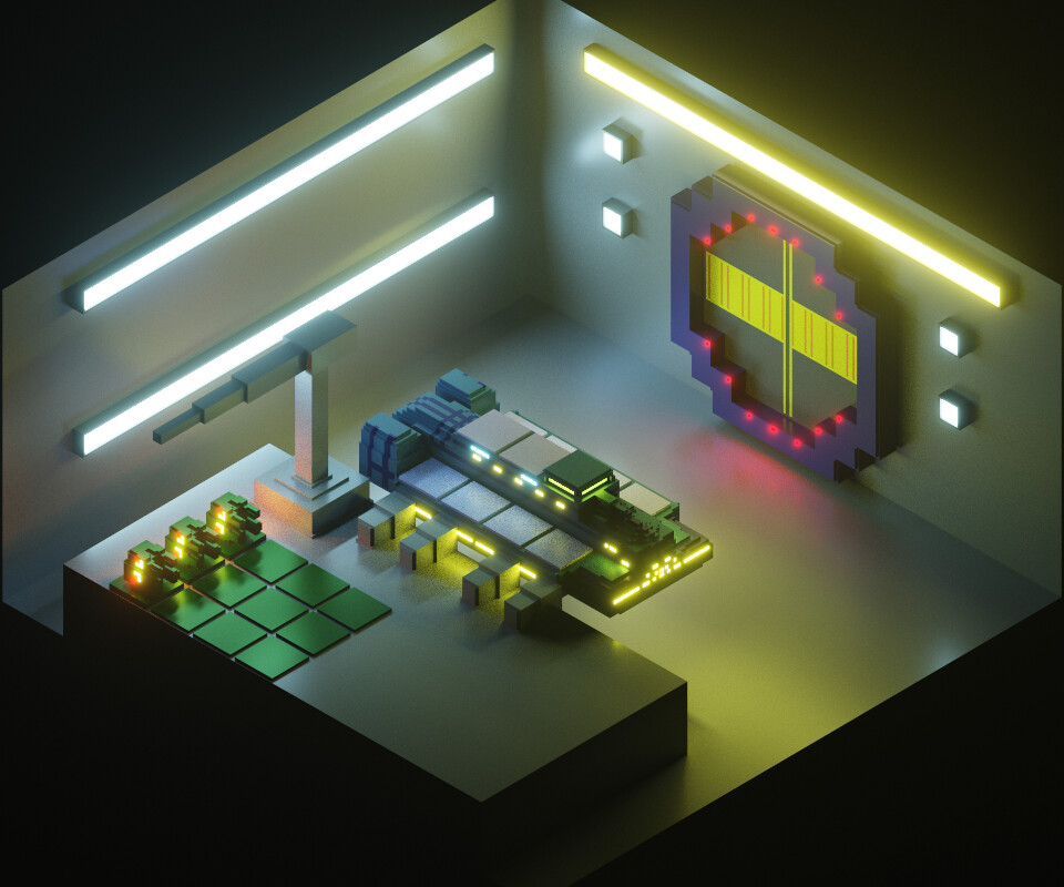 ArtStation - voxel space ship room