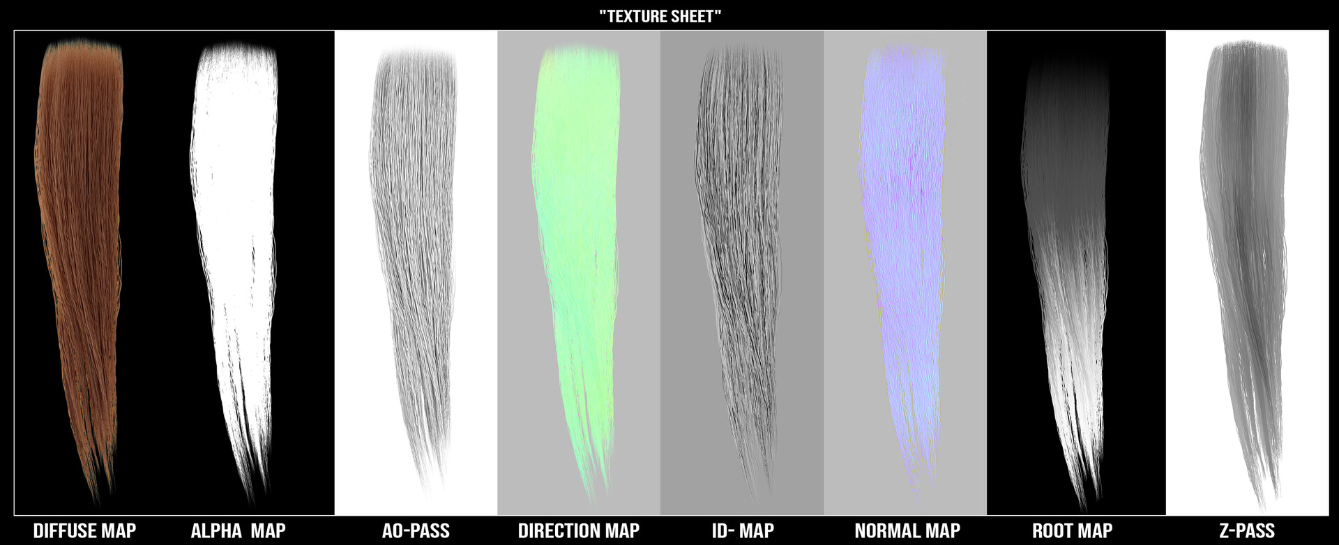 ArtStation - Gaming hair card "Texture Sheet"