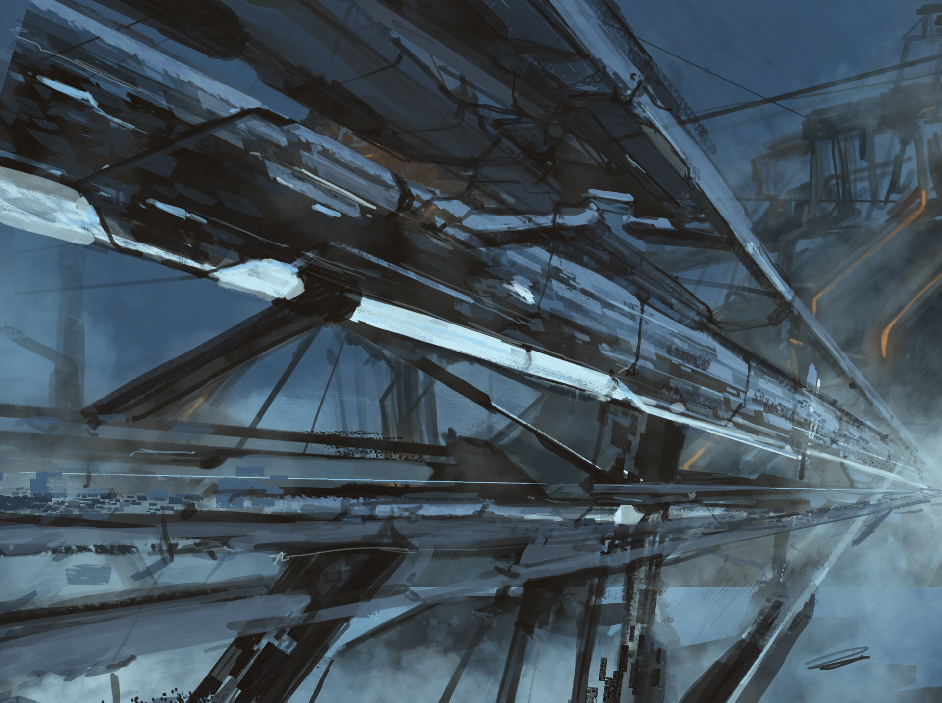 ArtStation - Environment concept art train bridge