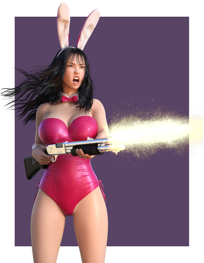 ArtStation - Girl shooting shot gun