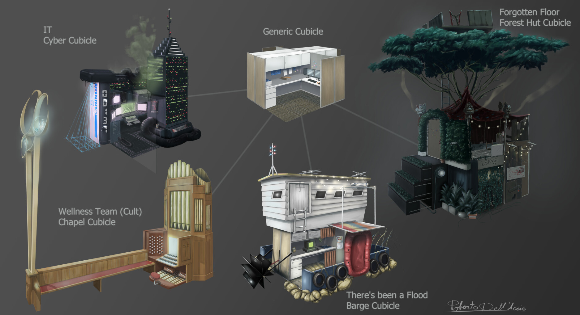ArtStation - Themed office cubicle concepts