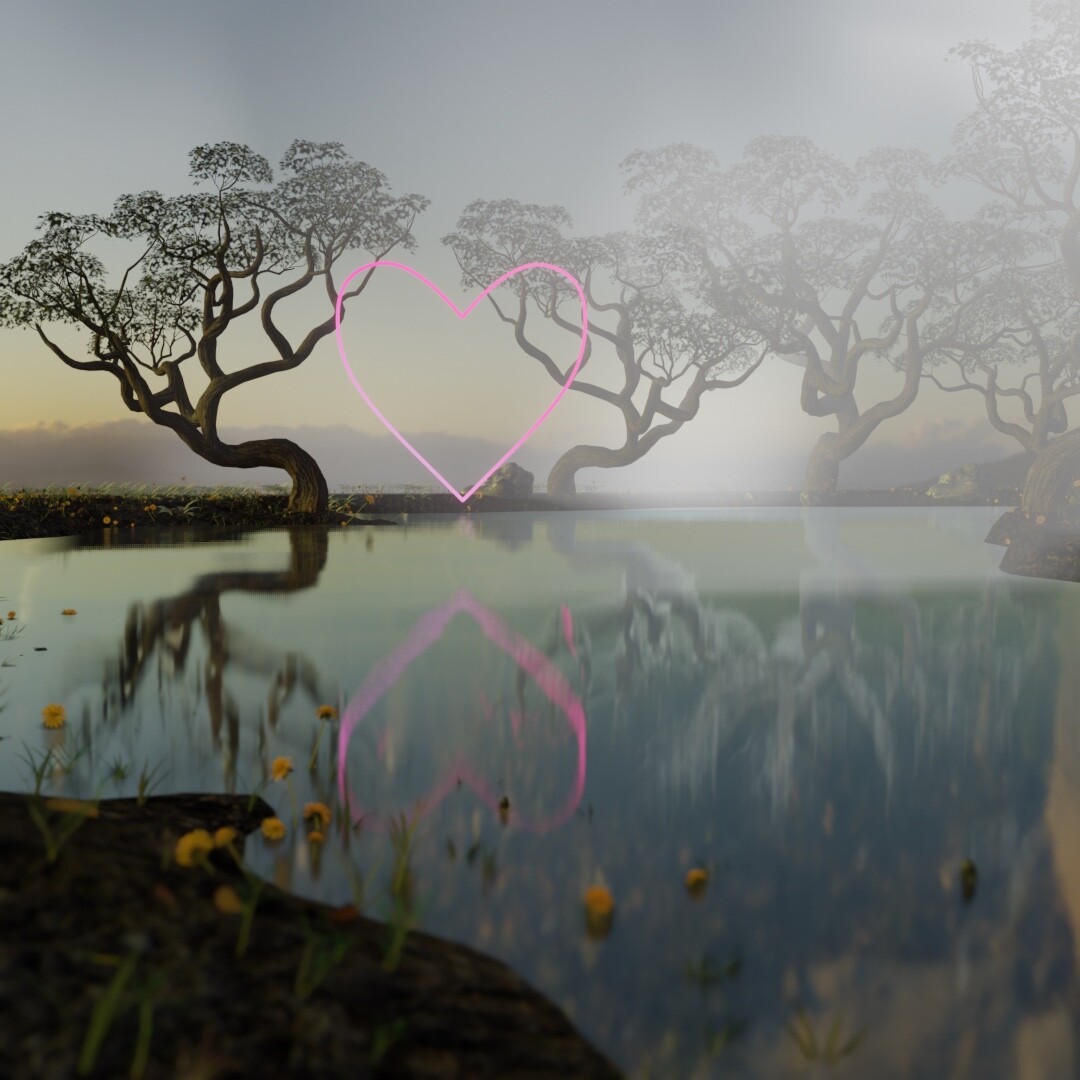 ArtStation - Love heart over the water