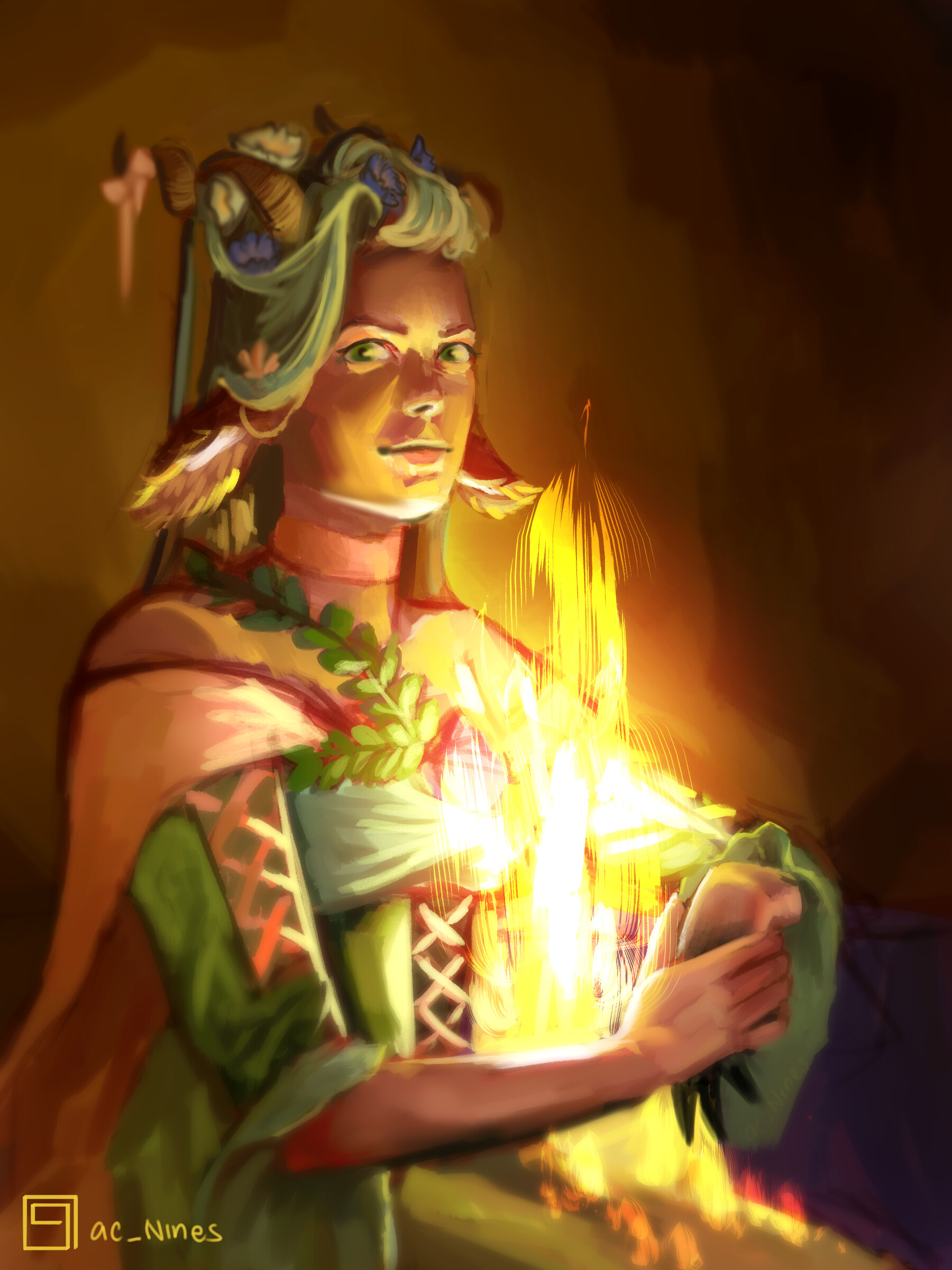 ArtStation - Portrait of a Satyr on Fire [Critical Role Fanart]