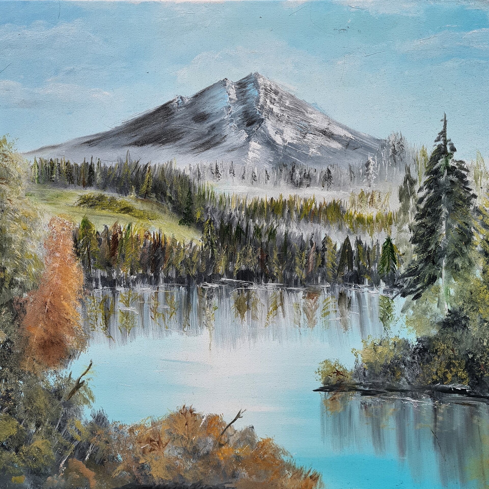 ArtStation - Lake landscape (Bob Ross style)