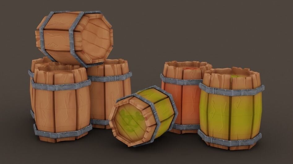 ArtStation - Stylized Barrels Hand Painted Textures