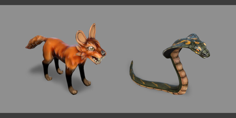 ArtStation - Low poly animals for mobile project. Handpainted and animated.