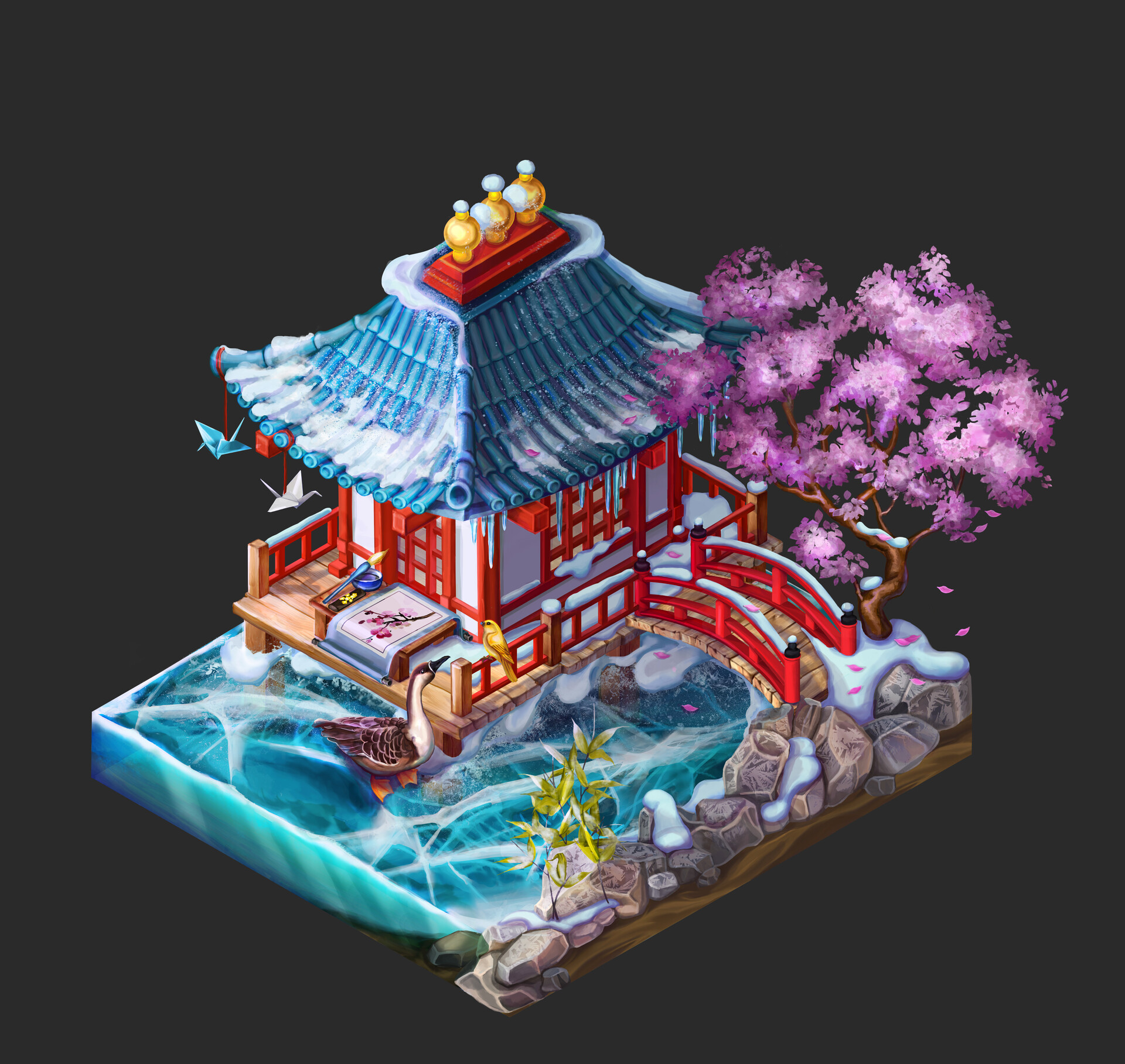 ArtStation - Tea house winter
