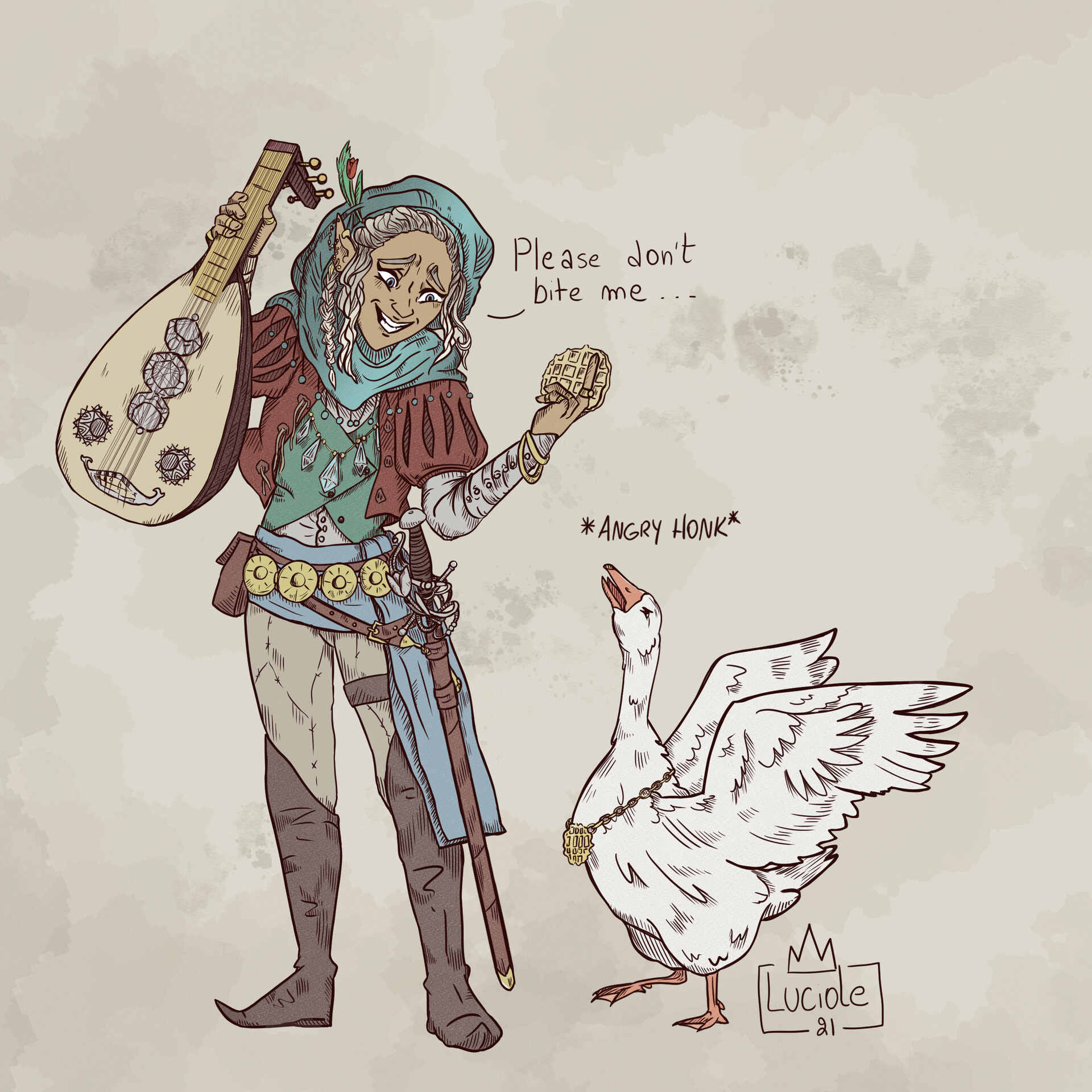 ArtStation - DnD Bard & Angry Goose