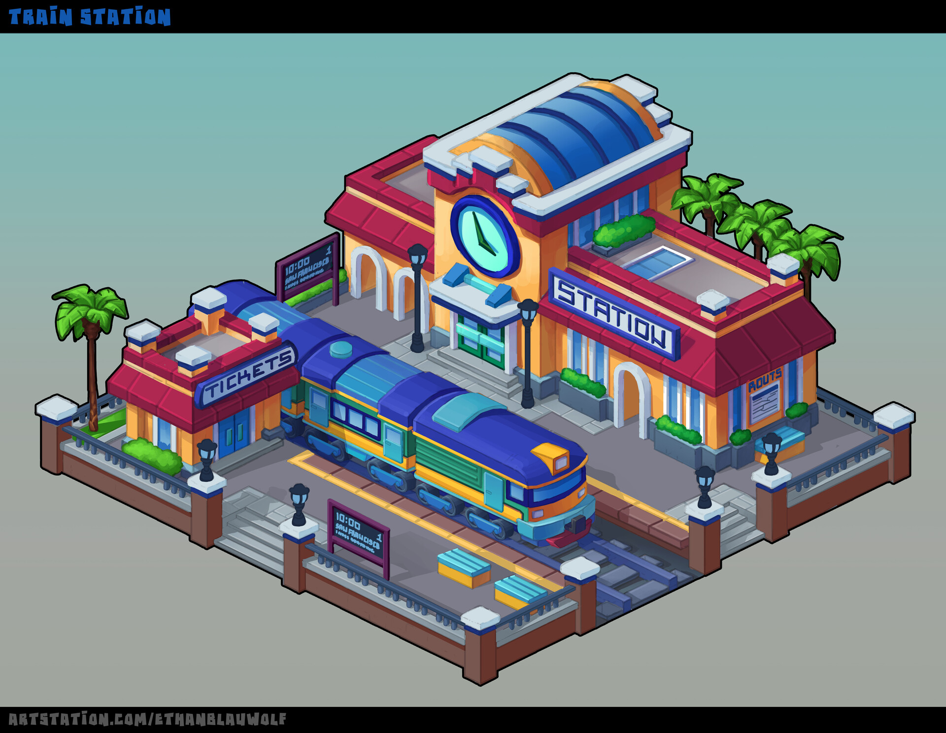 ArtStation - Isometric train station