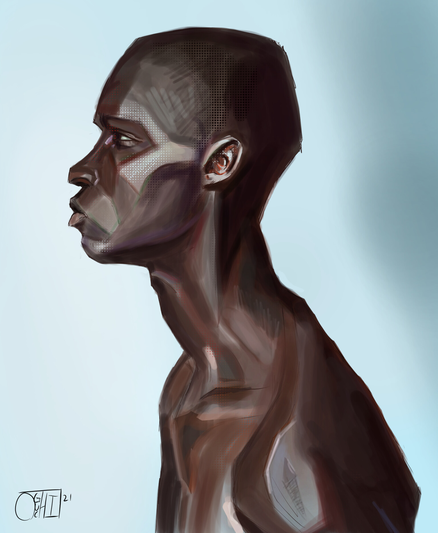 ArtStation - Painting of a head: Profile Study