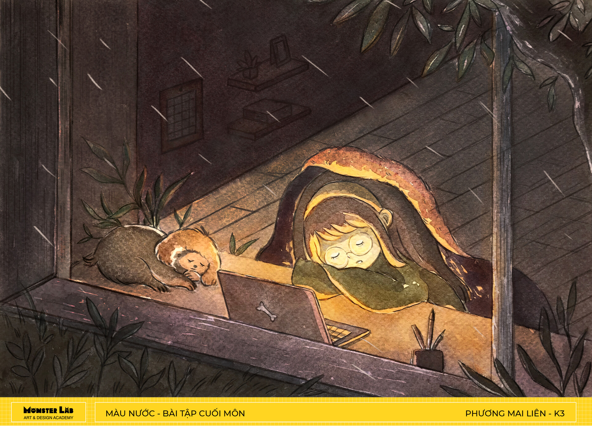 academy.monsterlab - "Bot lo mot ngay" - Watercolor Exercise at Monster Lab