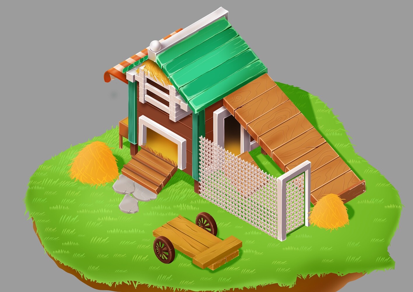ArtStation - İsometric chicken coop