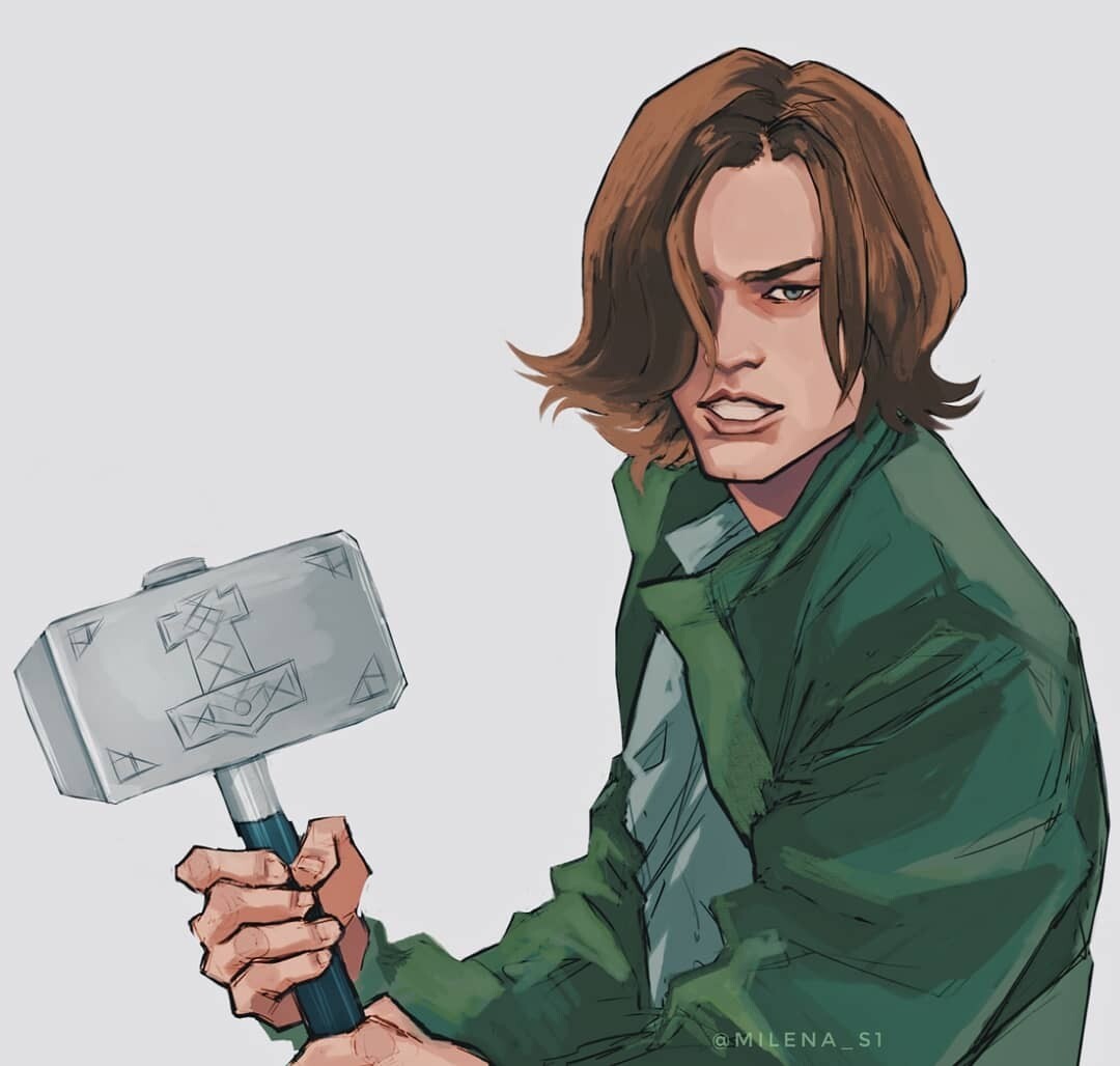 ArtStation - Sam Winchester holding mjolnir