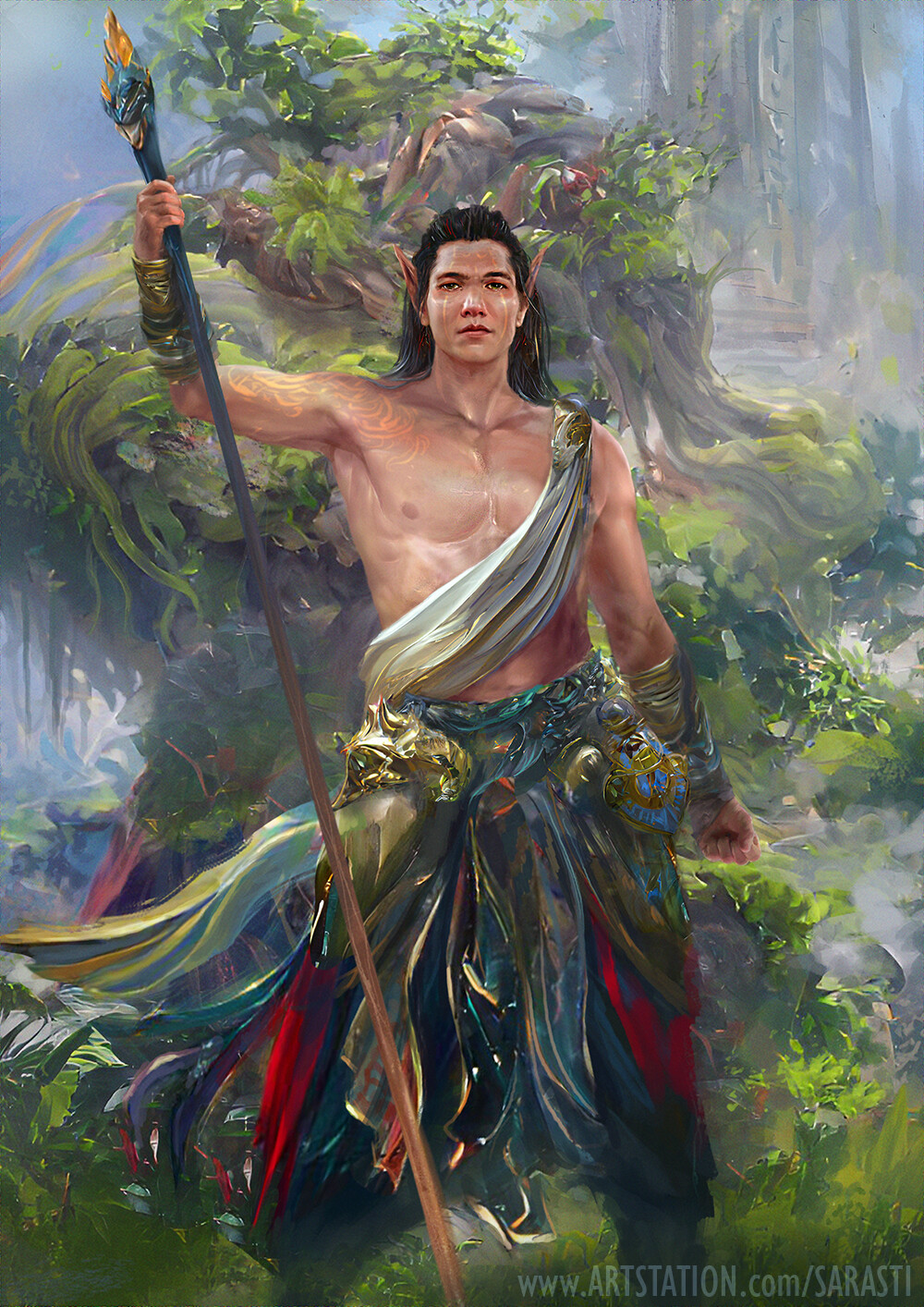 ArtStation - Tenai Stonepath, Elf Druid/Wizard multiclass