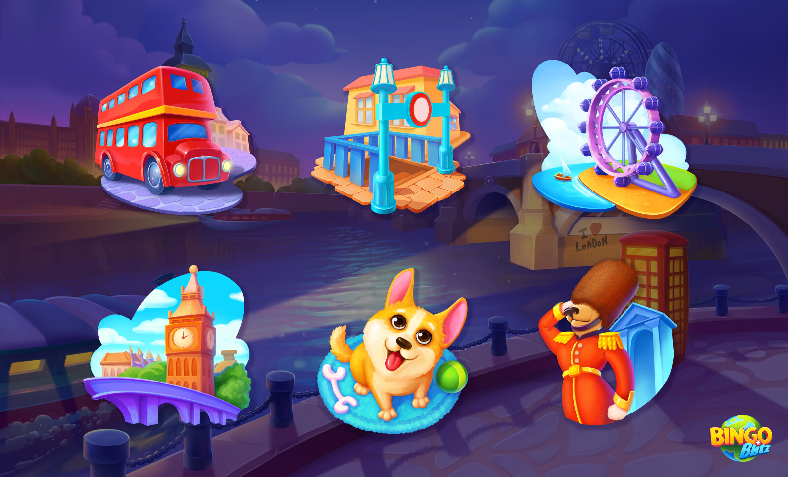 AAA Game Art Studio - London background & icons, for Bingo Blitz