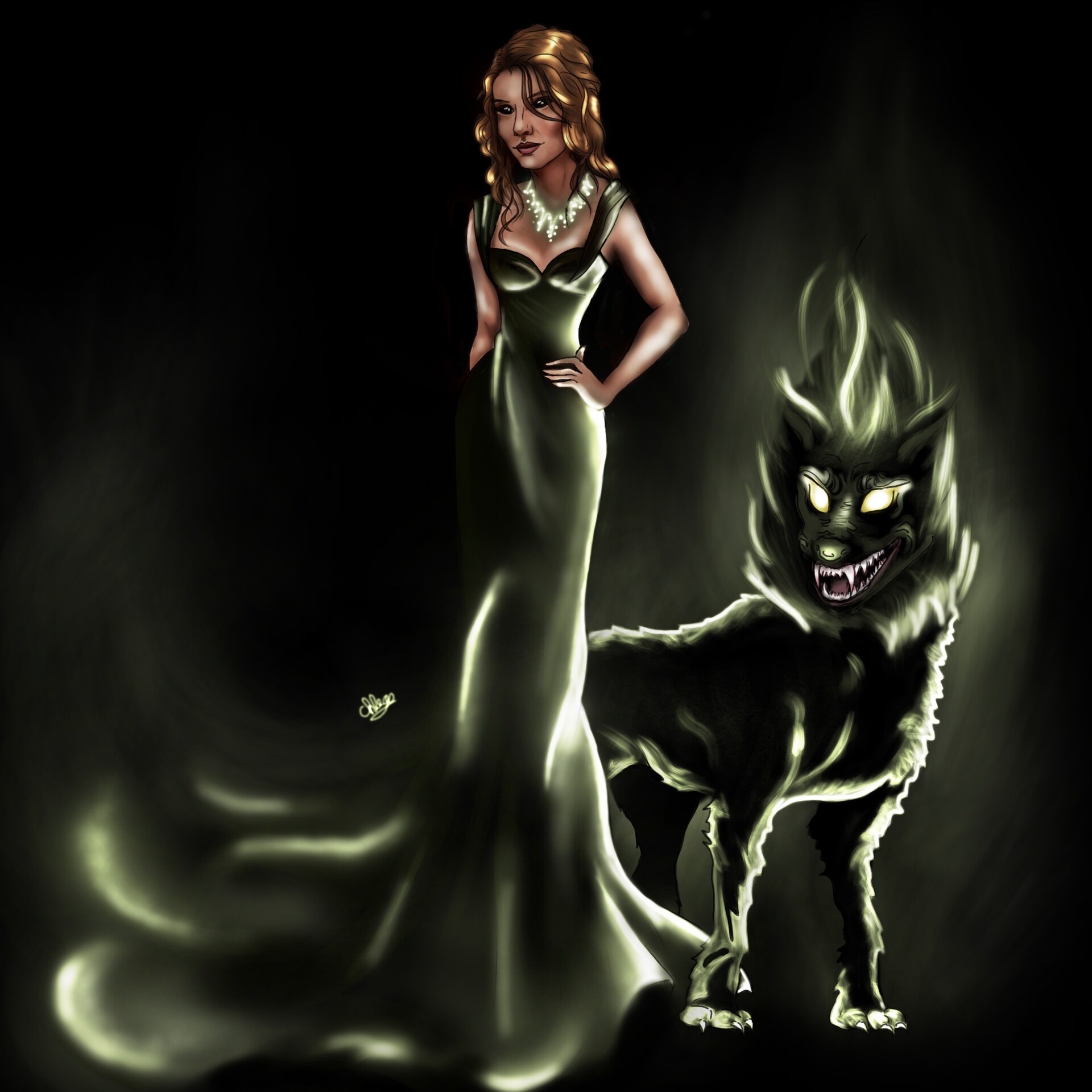 ArtStation - Bela and her hellhound